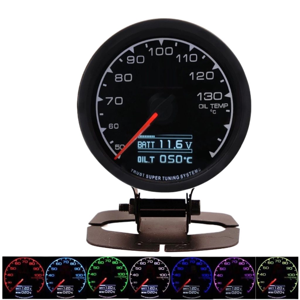 2.5″ 60mm Digital and Analog Oil Temperature Gauge 7 Color LED Black ...